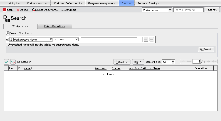 [Search]: [Workprocess] Page